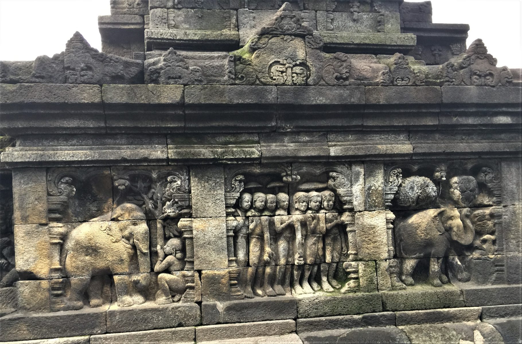 Borobudur: Bas-relief of a Jataka tale depicting Buddha as an elephant
